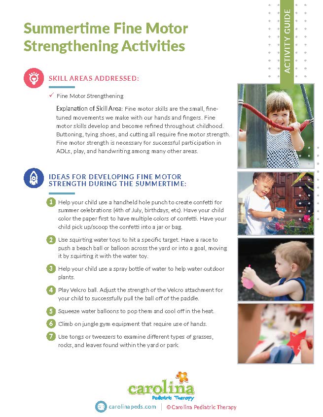 Summertime Fine Motor Strengthening Activites